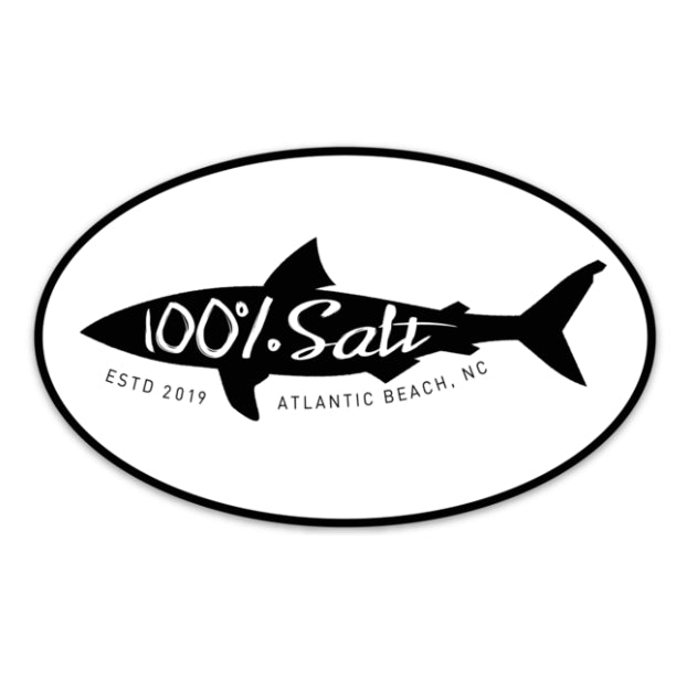 Shark Logo 5x3 Oval Sticker – 100% Salt